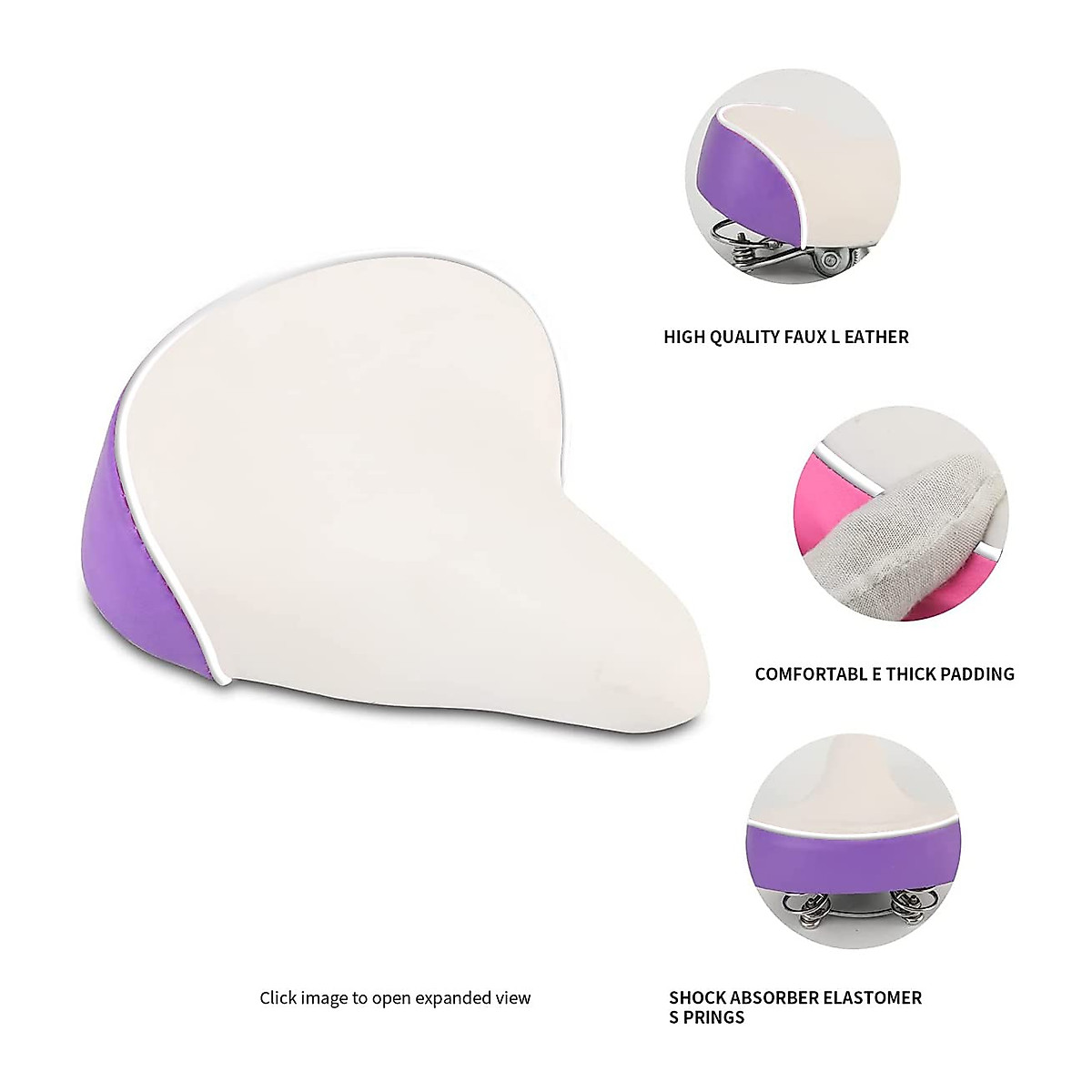 EIRONA Wide Kids Bike Seat for Girls Bike, Comfortable Kids Bike Seat Fit for 12 14 16 18 20 inch Mountain Road Bicycle, Purple