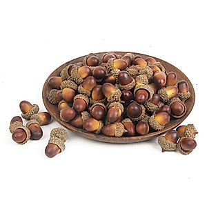 Veemoon Acorn Decor Artificial Acorn, 60pcs Simulation Lifelike Small Acorn with Natural Acorn Cap Simulation Fruit Props for DIY Crafting, Fall Thanksgiving Christmas Home Kitchen Decor Fake Corn