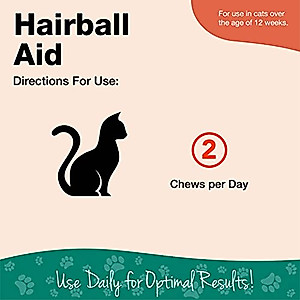 NaturVet – Hairball Aid Supplement for Cats - Plus Pumpkin – Helps Eliminate & Prevent Hairballs – 100 Soft Chews