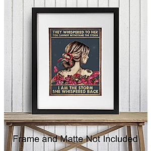 Inspirational Wall Art & Decor -LARGE 11x14- They Whispered to Her You Cannot Withstand The Storm Decor - She Whispered Back I Am The Storm - Boho Art - Positive Quotes - Encouragement Gifts for Women