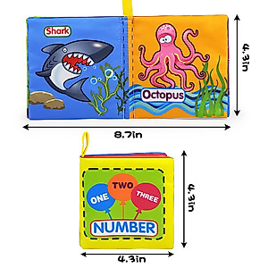 Ynanimery Animal Bath Squirt Toys | Baby Bath Books for Toddlers 1-3, Rubber Ducks & Floating Animals & Waterproof Cloth Books Bulk Bath Toys for Infants 6-12-18 Months(8 Pack Bath Books)