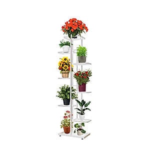 MTB Garden 8 Tier Metal Plant Stand for Indoor Outdoor Flower Pot Display Planter Shelf, White