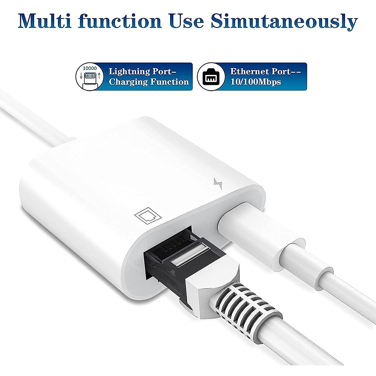 Lightning to Ethernet Adapter, [Apple MFi Certified] 2 in 1RJ45 Ethernet LAN Network Adapter for iPhone/iPad/iPod, Supports 100Mbps Ethernet Network with Charge Port, Plug and Play, Support All iOS