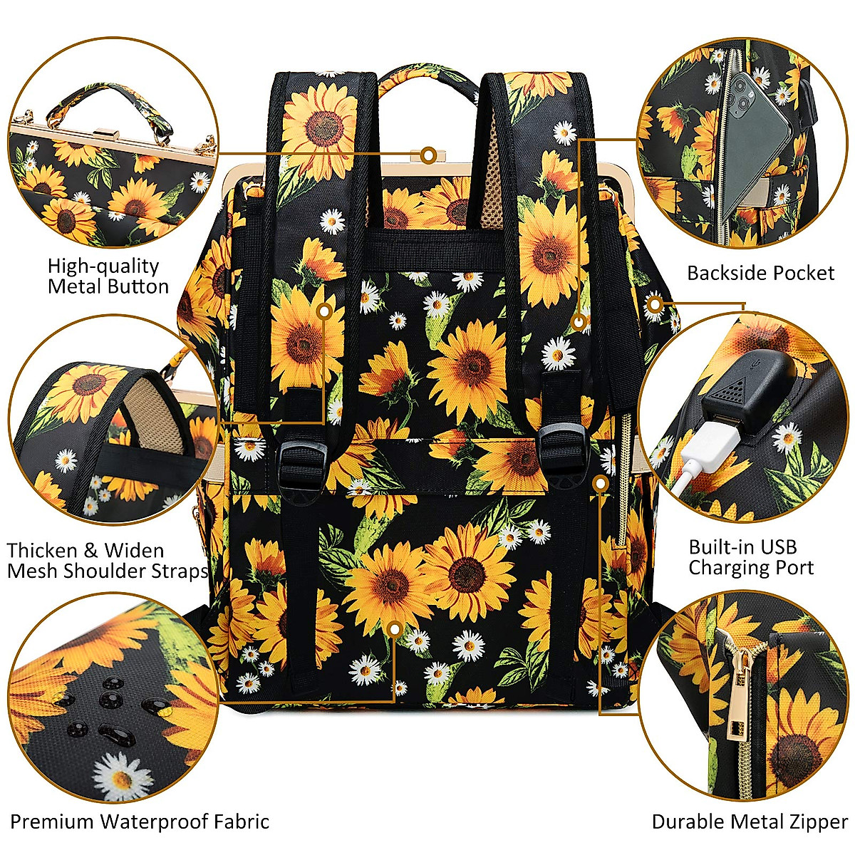 COALA HOLA Baby Diaper Backpack with Changing Pad, Multi-function Baby Bag, Waterproof Diaper Bags