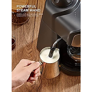 Ihomekee Espresso Machine, 3.5Bar Espresso and Cappuccino Machine with Preheating Function, 4 Cup Coffee Maker with Milk Frothing Function and Steam Wand (Black)