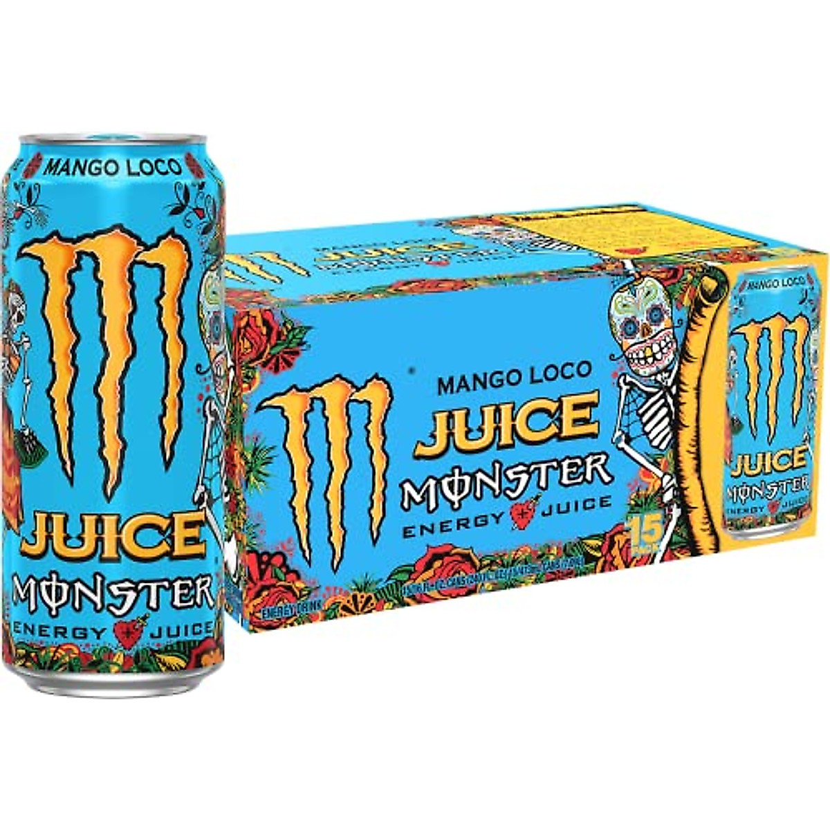 Monster Energy Juice Monster Mango Loco, Energy + Juice, Energy Drink, 16 Ounce (Pack of 15)