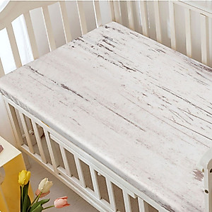 Rustic Wood Themed Fitted Crib Sheet,Standard Crib Mattress Fitted Sheet Soft and Breathable Bed Sheets-Baby Sheet for Boys Girls,28“ x52“,Purple Eggshell Pale Mauve Taupe