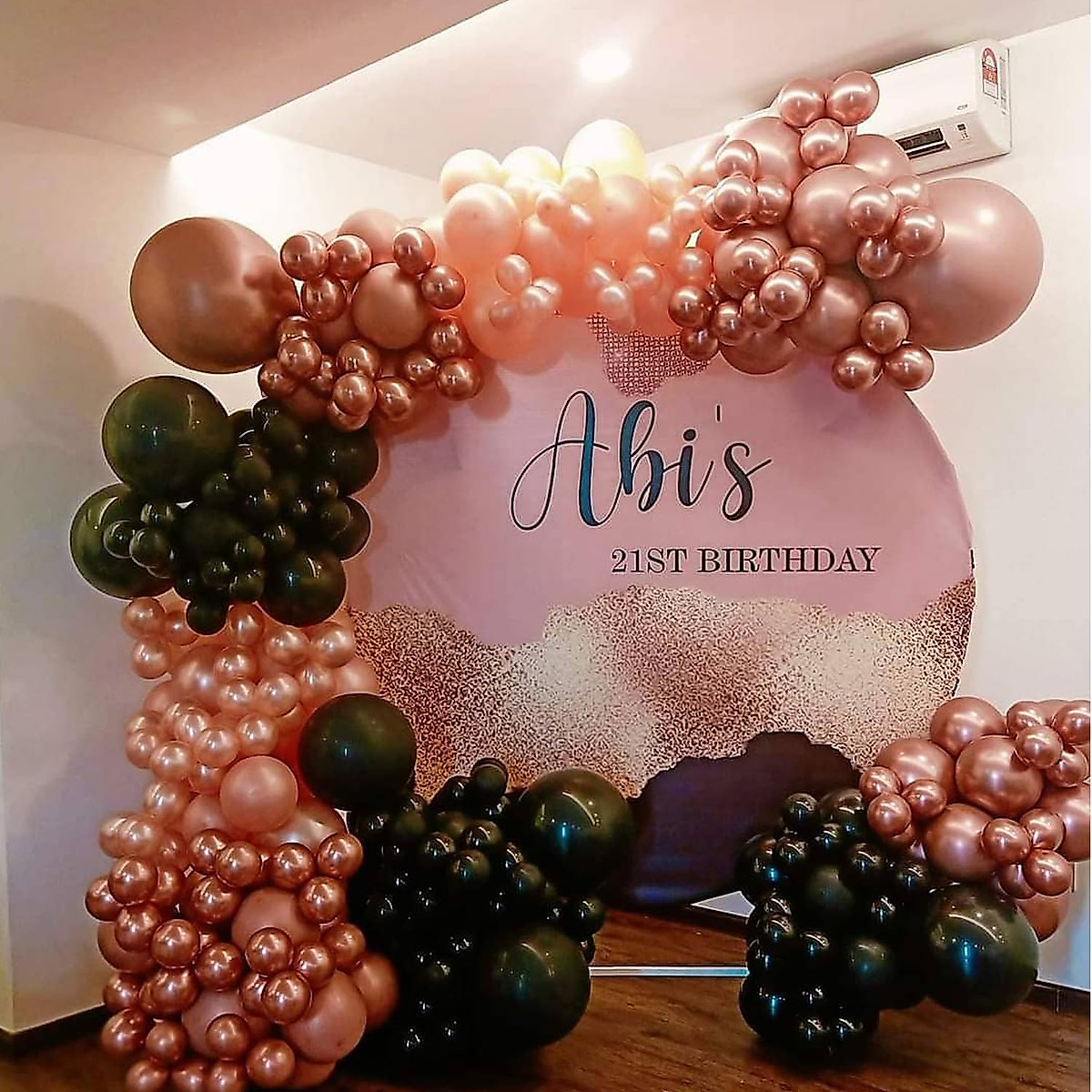 Rose Gold and Black Balloon Arch Garland Kit, 100pcs Rose Gold Black Balloons with Tape Strip & Dot Glue for Girl's Birthday Bridal Shower Mother's Day Wedding Graduation Prom Decorations Supplies