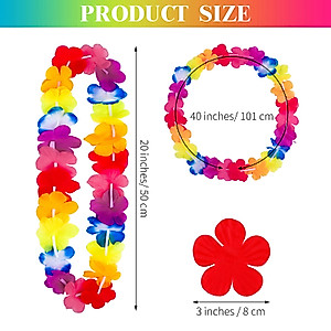 ADXCO 30 Pieces Hawaiian Leis Assorted Styles Leis Necklace Hawaiian Luau Tropical Flower Garland, Hawaiian Garland Party Decorations