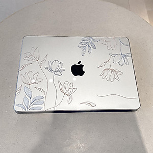 MEEgoodo for MacBook Air 13.3 inch Case 2021 2020 2019 2018 A2337 M1 A2179 A1932, Clear Case for MacBook Air M1, Hard Shell with Keyboard Webcam Cover & Trackpad Film & Type C Adapter,Engraving Floral