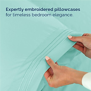 Full Size 4 Piece Sheet Set - Comfy Breathable & Cooling Bed Sheets Set - Hotel Luxury Bedding for Women, Men, Kids & Teens - Deep Pockets, Easy-Fit, Super Soft & Wrinkle Free - Oeko-Tex - Spa Blue