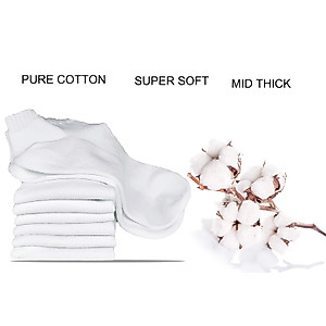 Ait fish 100% Cotton Socks for Men and Women - Thin Low Cut Ankle Socks (White)