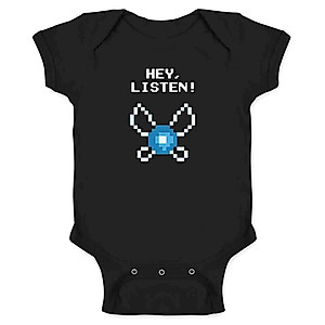 Pop Threads Hey Listen Navi Video Gaming Gamer Infant Bodysuit Unisex Baby Girl Boy Clothes Black 6M