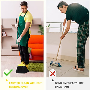 Nuenen 8 Pack Brooms Heavy Duty Commercial Broom Bulk Indoor Outdoor Broom with Long Handle for Courtyard Garage Garden Lobby Mall Market Floor Home Kitchen Office (Yellow)