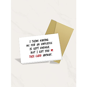 Fumnwoks Boss Day Card for Boss, Boss Birthday Card from Employee, Humorous Boss Day Gifts for Men Women, Happy Boss Day Card for Him Her,