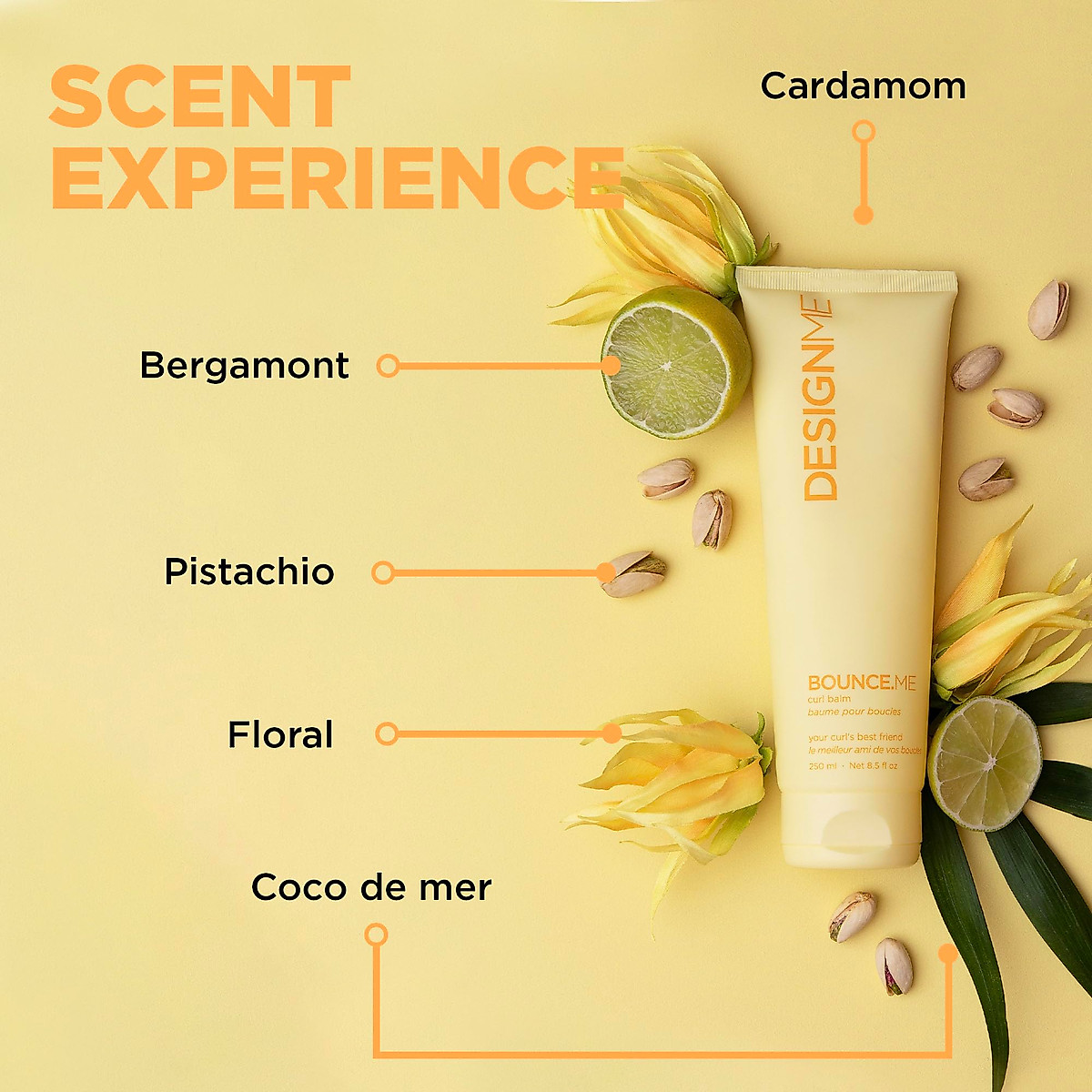 BOUNCE.ME Curl Balm by DESIGNME | Curl Cream for Curly Hair with Nourishing Argan Oil | Wave, Coil, and Curl Defining Cream | Sulfate Free and Paraben Free Curling Cream for Curly Hair, (8.5 Fl Oz)