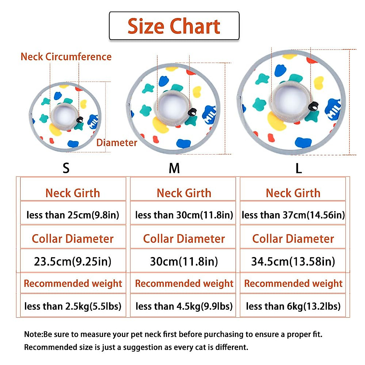 Konnfeir Cat Cone Collar 2pcs Adjustable Protective Collar for Pet Cat Recovery Collar Wound Healing (A-Milk, S+M)