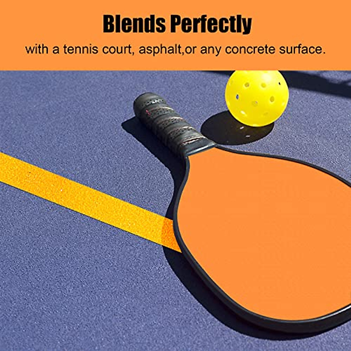 HELOIA Pickleball Court Marking kit Anti Slip Tape for Asphalt or Concrete, for Tennis, Badminton, Gym Floor, Basketball or Pickleball Tape, 1.6 in x 65 ft - 4 PCS