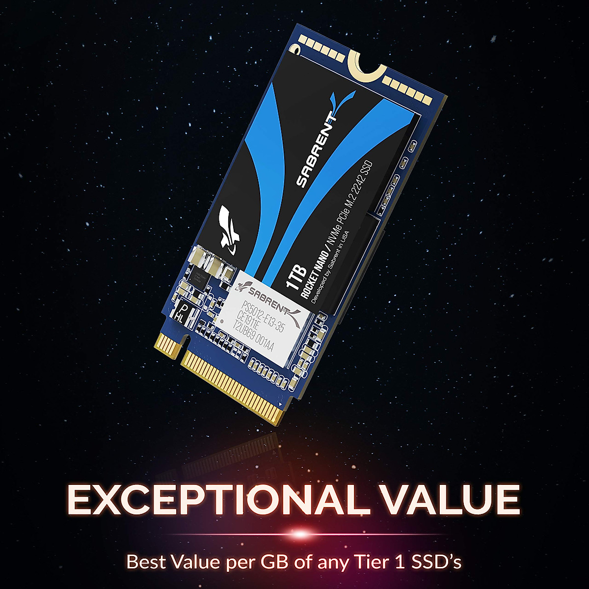 SABRENT 1TB Rocket NVMe PCIe M.2 2242 DRAM Less Low Power Internal High Performance SSD (SB-1342-1TB)