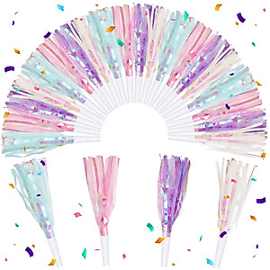 GDZRDFLH 24 pcs Party Blowers, Noise Makers Glitter Metallic Fringed Party Horns for Birthday Blow Horns Graduation Sporting Party Favors Supplies