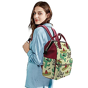 Cactus Drawing Stay Wild Diaper Bag Backpack Large Capacity Mommy Bags Multifunction Nappy Bag Travel Back Pack Red-Style