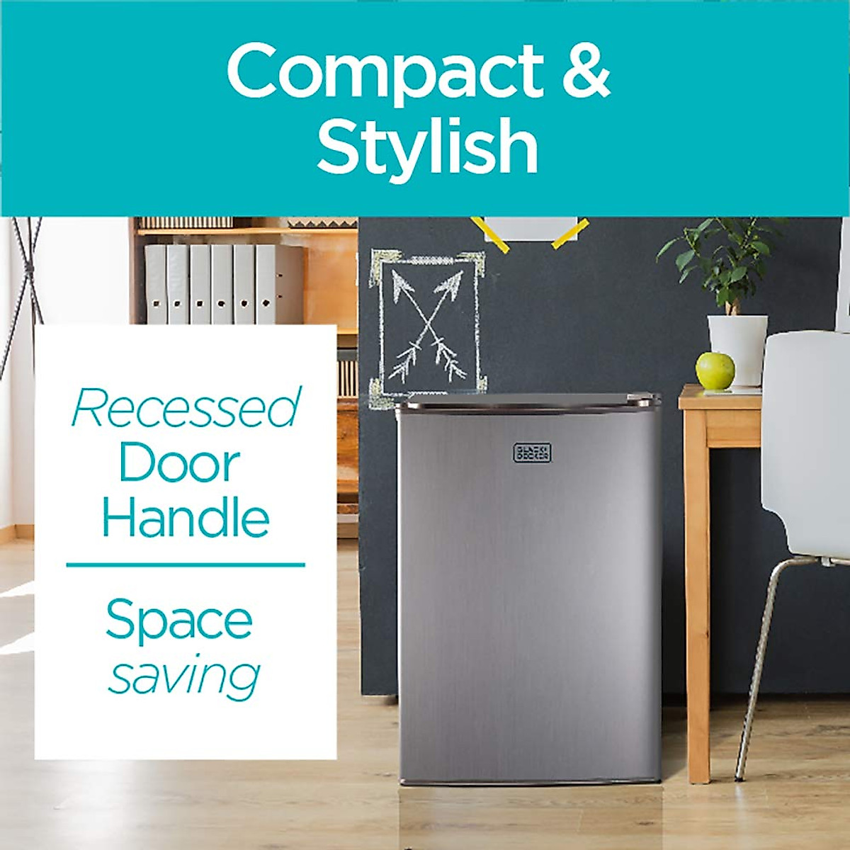 BLACK+DECKER BCRK25V Compact Refrigerator Energy Star Single Door Mini Fridge with Freezer & EM720CB7 Digital Microwave Oven with Turntable Push-Button Door, Child Safety Lock