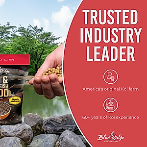 Blue Ridge Koi Fish Food 5lb - Koi Food 3/16” Large and Mini Blend Growth Formula, Goldfish Food, Premium Fish Food for Ponds, Ponds Fish Food, Floating Pond Pellets