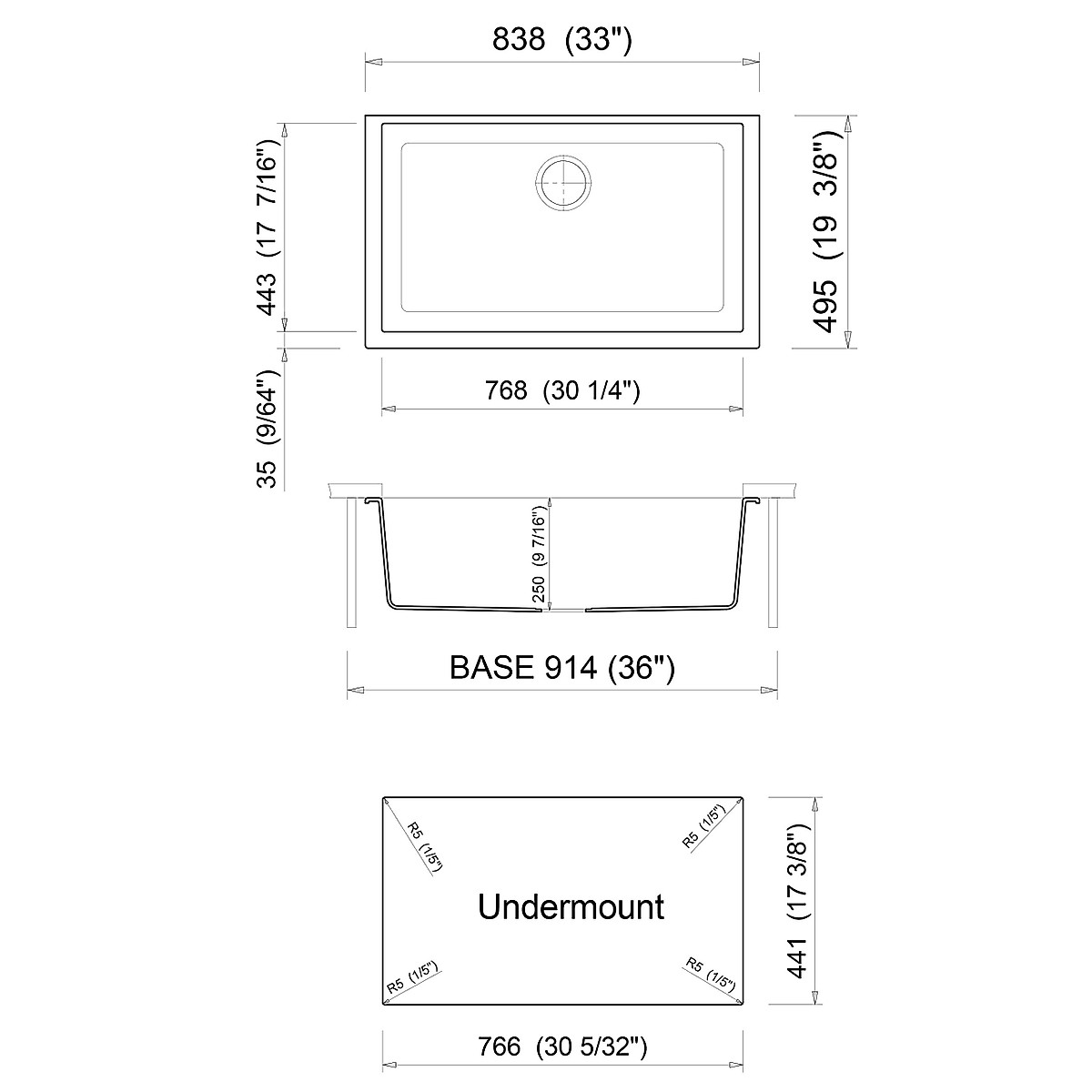 ALFI brand AB3322UM-T Kitchen Sink, Titanium