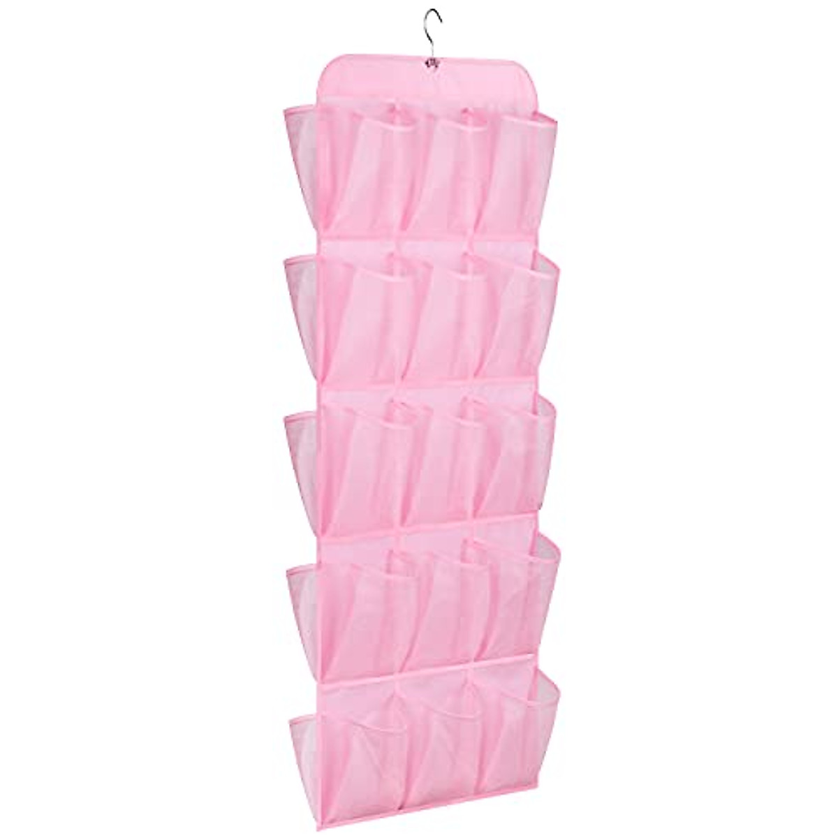 AOODA Hanging Kids Shoe Organizer for Closet Rod Double Sided 30 Large Pockets Baby Shoe Rack for Toddler Shoe Holder With Rotating Hanger For Barbie, Baby Nursery, (Pink)