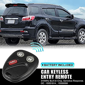 X AUTOHAUX 315MHz MYT3X6898B Replacement Keyless Entry Remote Car Key Fob for Chevy Trailblazer for GMC Envoy 2002-2007 for Isuzu Ascender 2003-2008 for Buick Rainier 2004-2007 3 Buttons