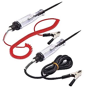 TuNan 2 Pcs 6-12-24V DC Car Circuit Tester Light, Professional Auto Voltage Continuity Test, Automotive Electrical Volt Test Light/Long Probe for Wire/Fuse/Socket and More - 2 Types