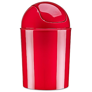Umbra Mini Waste Can, 1-1/4 Gallon with Swing Lid (Red)
