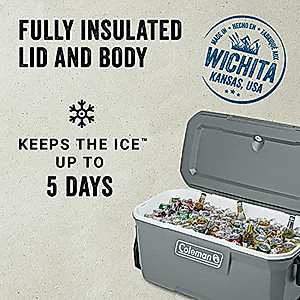 Coleman Ice Chest | Coleman 316 Series Wheeled Hard Coolers, 100qt Rock Grey & Broadband Mesh Quad Camping Chair