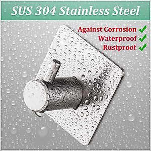 Jekoo Adhesive Hooks Heavy Duty, Over The Door Hooks Stick on Wall Hangers Towel Hooks Waterproof Stainless Steel Adhesive Towel Rack for Bathroom Kitchen Cabinet Door - 4 Packs