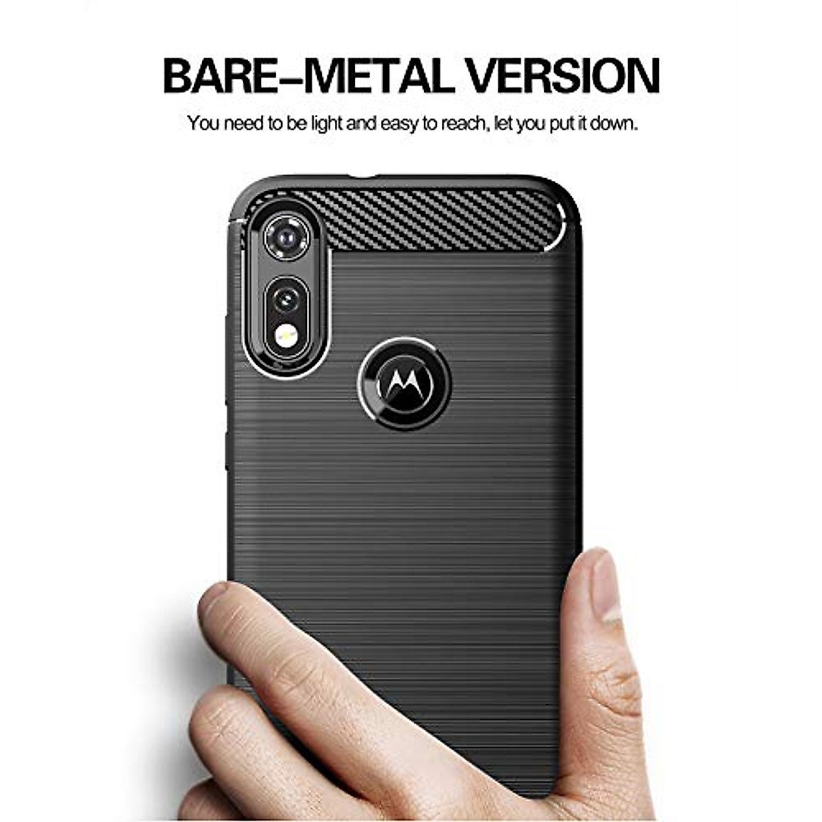 M MAIKEZI Moto E Phone case,Motorola E case,with HD Screen Protector, Soft TPU Slim Fashion Non-Slip Protective Phone Case Cover for Motorola Moto E (2020)(Black Brushed TPU)