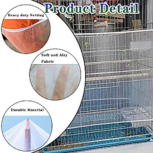 LWFCOEE Bird Cage Seed Catcher, BirdCage Skirt Guard, Adjustable Soft Nylon Mesh Bird Cage Netting Cover for Round Square Medium Bird Cages Circumference 40-60 Inch, White