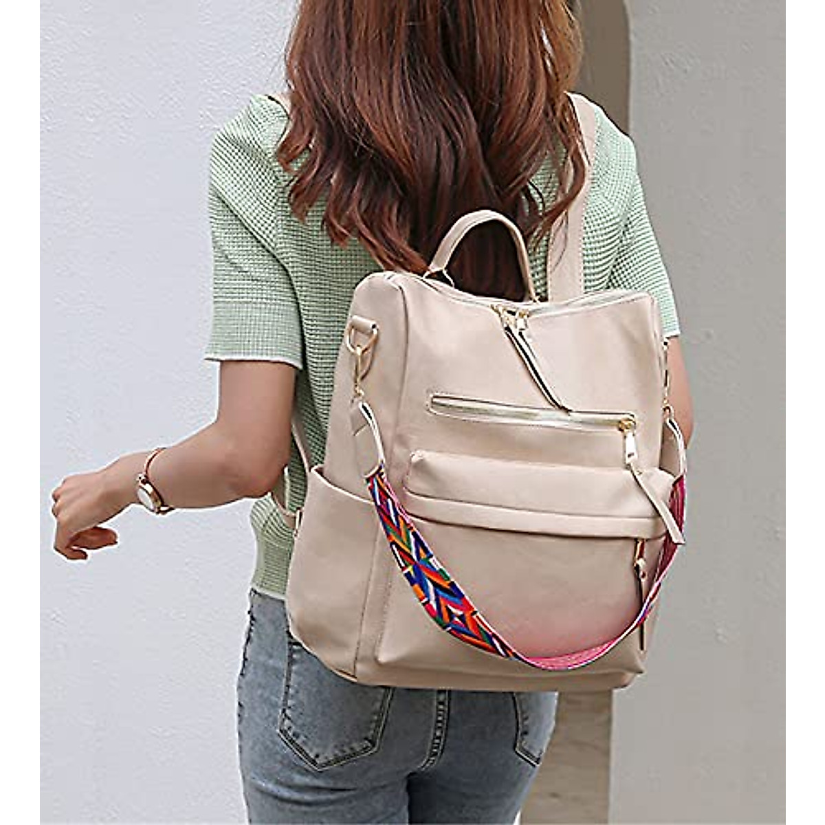 Backpack Purse for Women Fashion Convertible Travel Bag Multipurpose Design Faux Leather Satchel Handbags Ladies Girls Bookbag Shoulder Bags