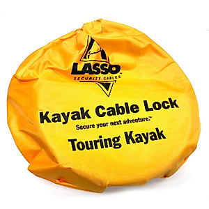 Lasso Security Cables Kong Kayak Lock - Key and Combination Lock for Touring Kayaks - 1/2" Vinyl Coated Galvanized Steel Cable - Overall Length 16 feet - Loop Size 47 inches