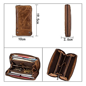 SPYBY Men's Wallets Genuine Leather Money Organizers Business Card Cases Money Clips Wallets RFID Blocking (Color : Red)