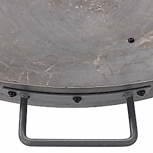Sunnydaze 34-Inch Rustic Cast Iron Outdoor Raised Fire Pit Bowl with Handles - Steel Finish