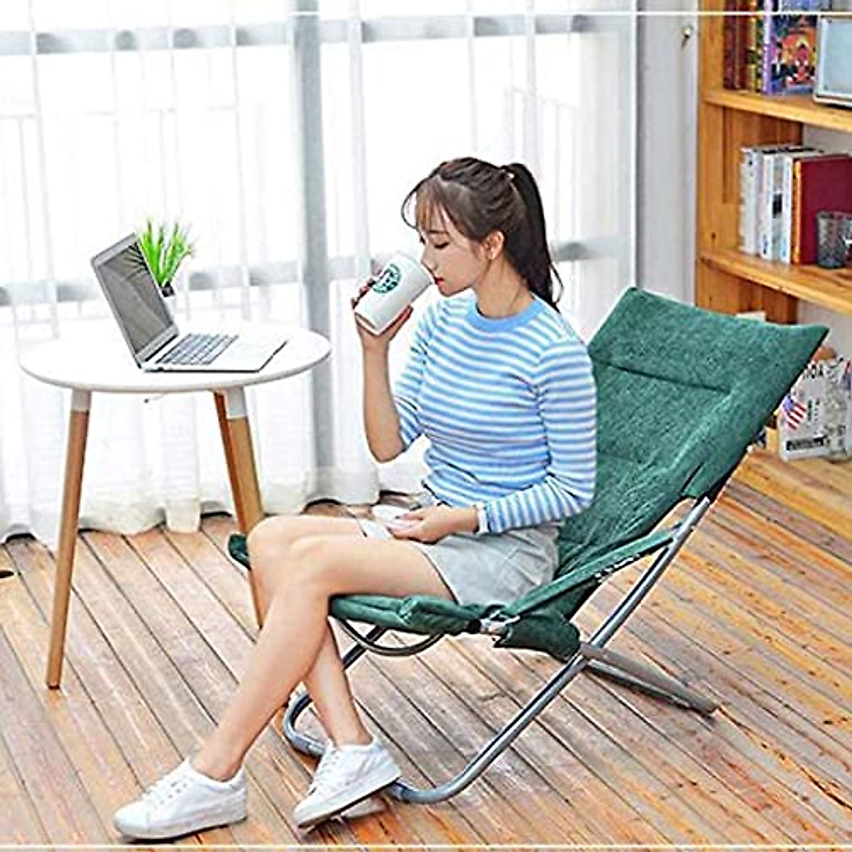 GFHLP Outdoor Leisure Thickened Break Folding Lounge Chair Removable Chair Cover Home Chair Convenient Folding Storage