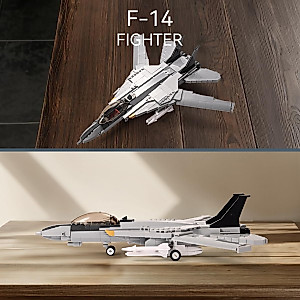DAHONPA F-14D Fighter Tomcat Military Army Airplane Building Bricks Set with 1 Figure, 404 Pieces Air-Force Build Blocks Toy, Gift for Kid and Adult.