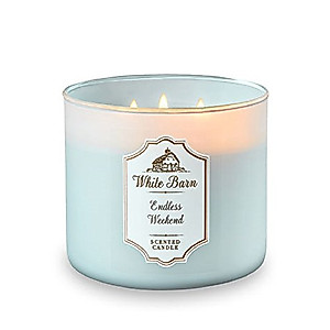 Bath and Body Works White Barn 3 Wick Scented Candle Endless Weekend 14.5 Ounce with Essential Oils