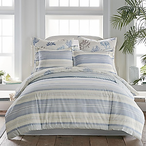 Levtex Home - Ipanema Duvet Cover Set - Full/Queen Duvet Cover + Two Standard Pillow Cases - Coastal - Blue, Taupe and Cream - Duvet Cover (90 x 94in.) and Pillow Case (26 x 20in.) - Cotton