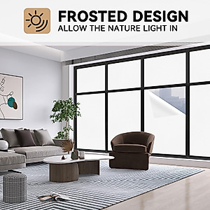 Bectosy Window Privacy Film Frosted Glass Window Film Heat UV Blocking Static Cling Non-Adhesive Window Frosting Film for Bathroom Home Office(White Frosted, 23.6" x 157.5")