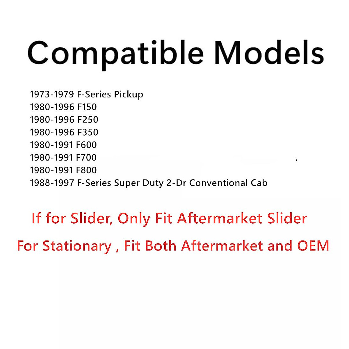 Gasket for Stationary Back Window Back Glass & Aftermarket Back Slider Compatible with Ford F100/F250/F350/F600/ F700/F800 Pickup 1973-1997 Models