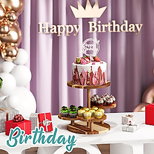 Vriccc Cupcake Stand, 4 Tier Round Cupcake Tower Stand for 50 Cupcakes, Tiered Serving Trays, Wood Cake and Cupcake Stand Combo, Farmhouse Tiered Tray Decor, Cupcake Display for Birthday Party