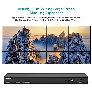 MT-VIKI 4x3 Video Wall Controller 3x3, Support 1080p 60Hz HDMI Output and 1 Input for 12 TV Splicing Display, 12 Channel Video Wall Processor