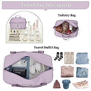 Weekender Bags for Women,Personal Item Travel Bag with Shoes Compartment,Overnight Travel Duffel Bag with Wet Pocket and Separate Toiletry Bag,Gym Bag
