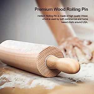 HelferX 17.6 inch Wooden Rolling Pin for Baking - Long Dough Roller for All Baking Needs